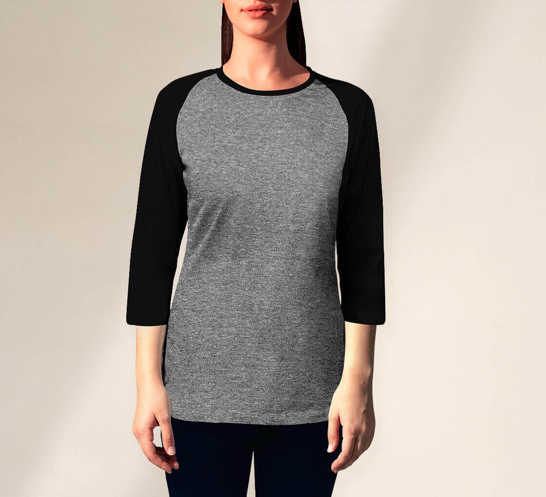 Customized Women’s Raglan T Shirt Grey – Comfortable Raglan Sleeve Tee ...
